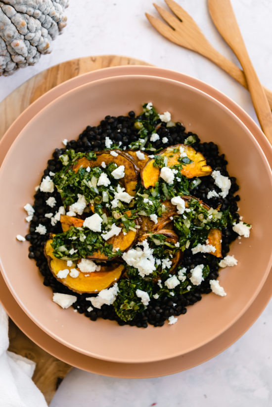 Roasted Black Futsu Squash with Salsa Verde and Lentils - GROWING WITH ...